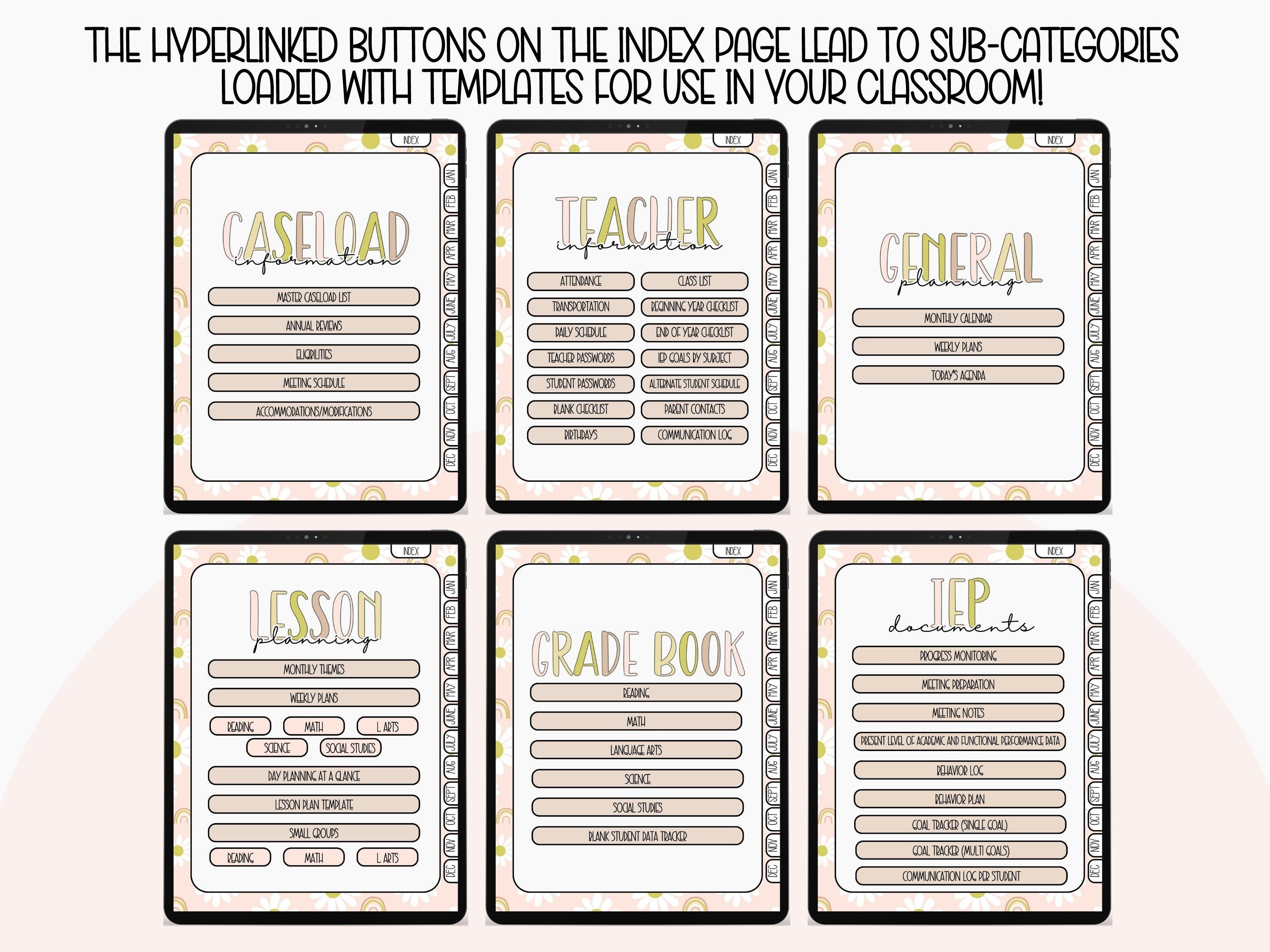 Digital SELF CONTAINED Rainbow Special Education Planner, Caseload and ...