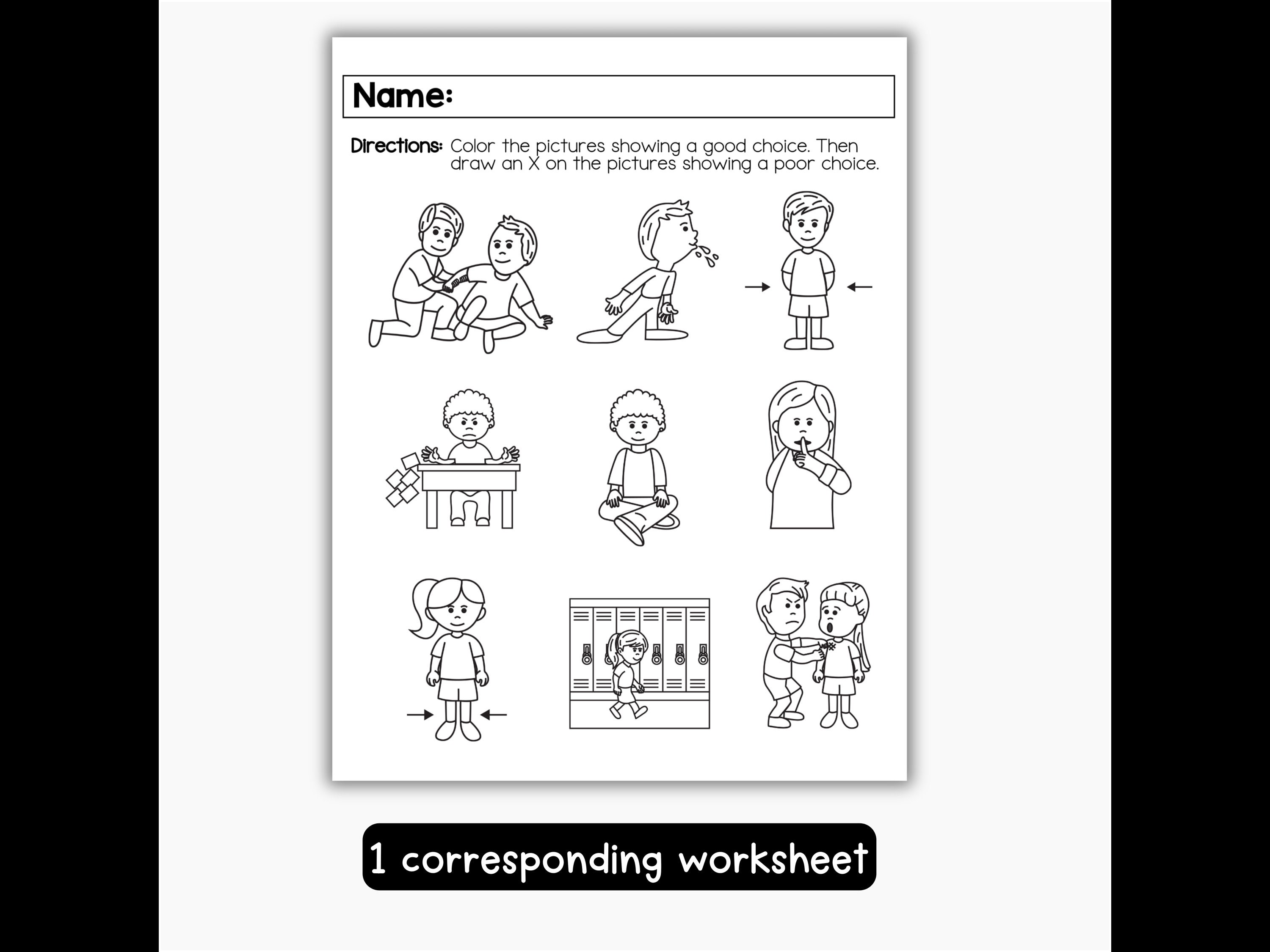 Good and Poor Choices Activities, Good Choices Adapted Books, Behavior ...