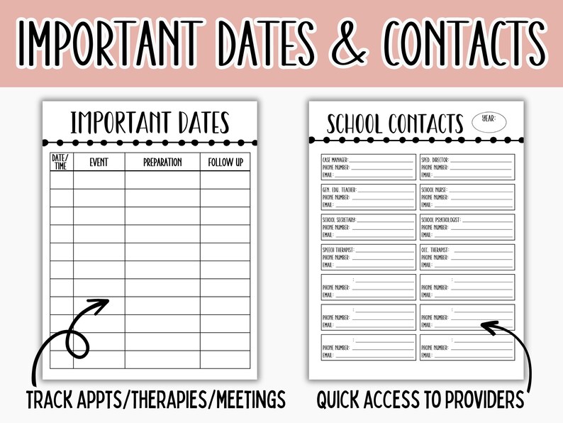 Editable Parent IEP Binder, Printable IEP Meeting Tracker, Editable ...