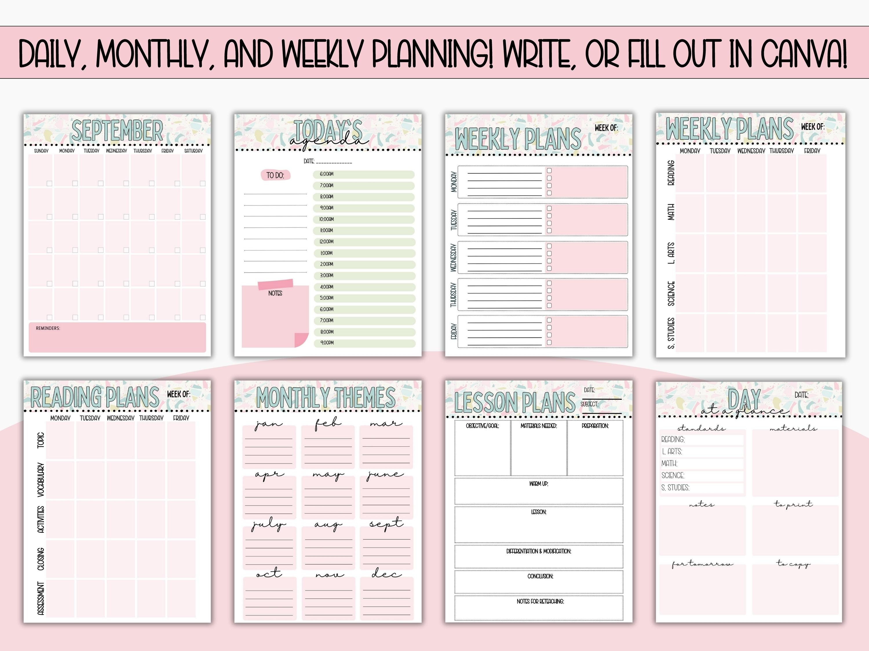 Self Contained Special Education Planner, Editable Terrazzo Teacher ...