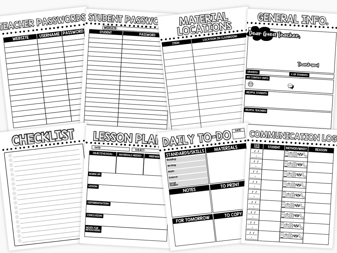 Editable Special Education Sub Binder, Printable SPED Maternity Leave ...