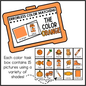 Errorless Color Matching Task Boxes, Special Education Errorless ...