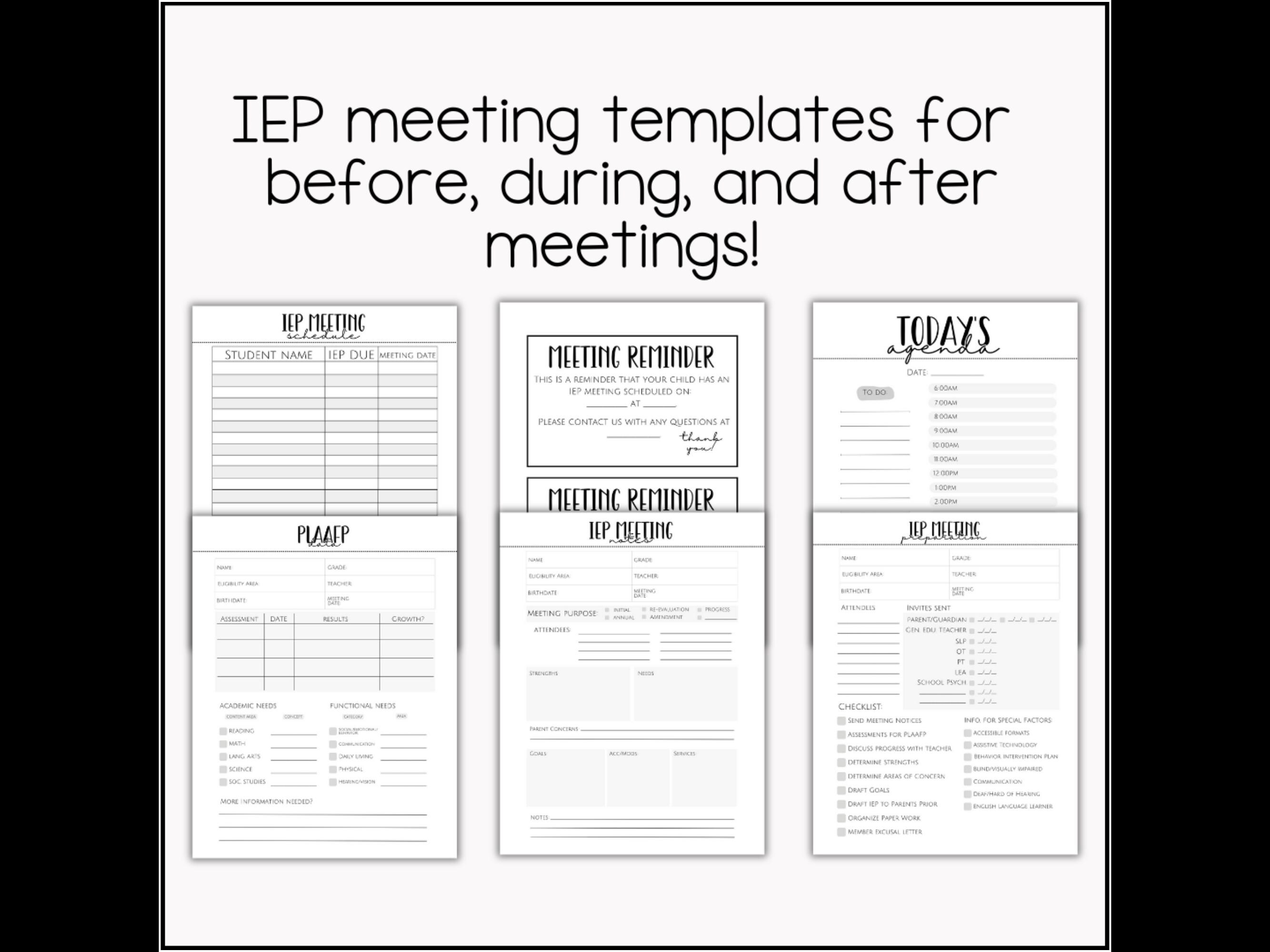Editable IEP Meeting Planner Templates, Canva Templates, Printable ...