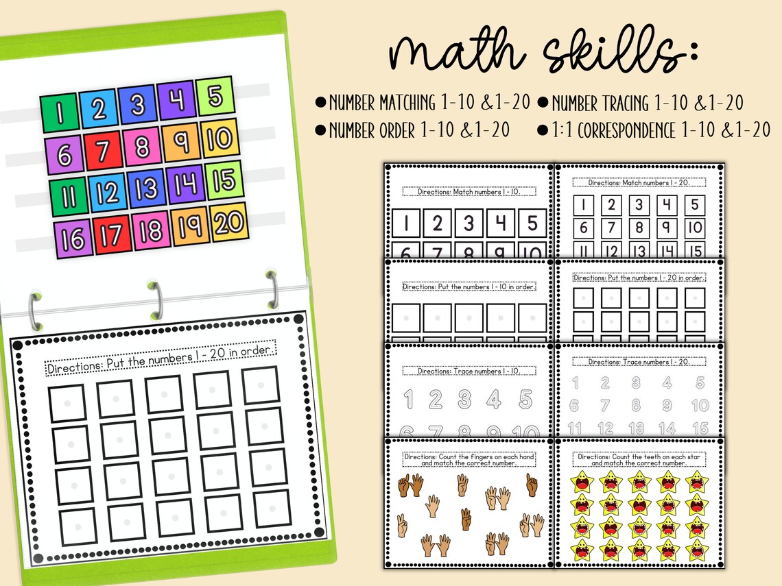 Basic Skills Busy Binder, Printable Kindergarten Busy Book, Basic ...