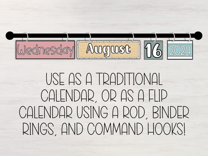 Printable Neutral Classroom Calendar, Boho Calendar Set, Classroom Boho ...