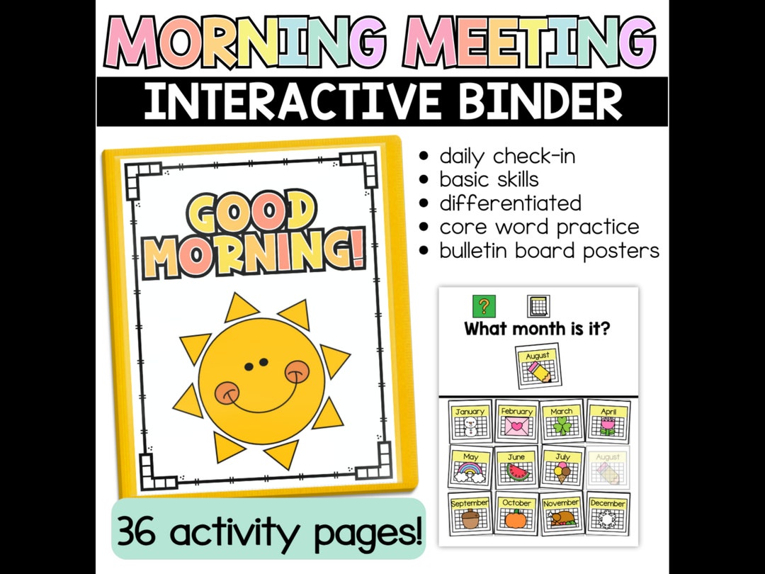 Morning Warm-up Binder, Morning Meeting Binder, Special Education ...