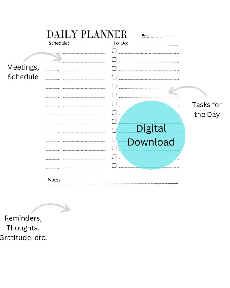 Printable Minimalist Daily Planner, Daily Agenda, Time Blocking, Daily ...