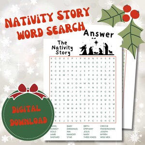 Nativity Story Word Search: Christmas Winter Activity (digital Download ...