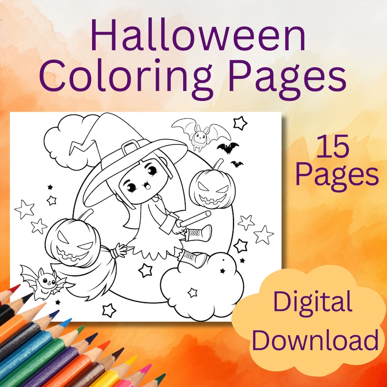 Halloween Coloring Pages: Kids & Adults Fall Activity (digital Download ...