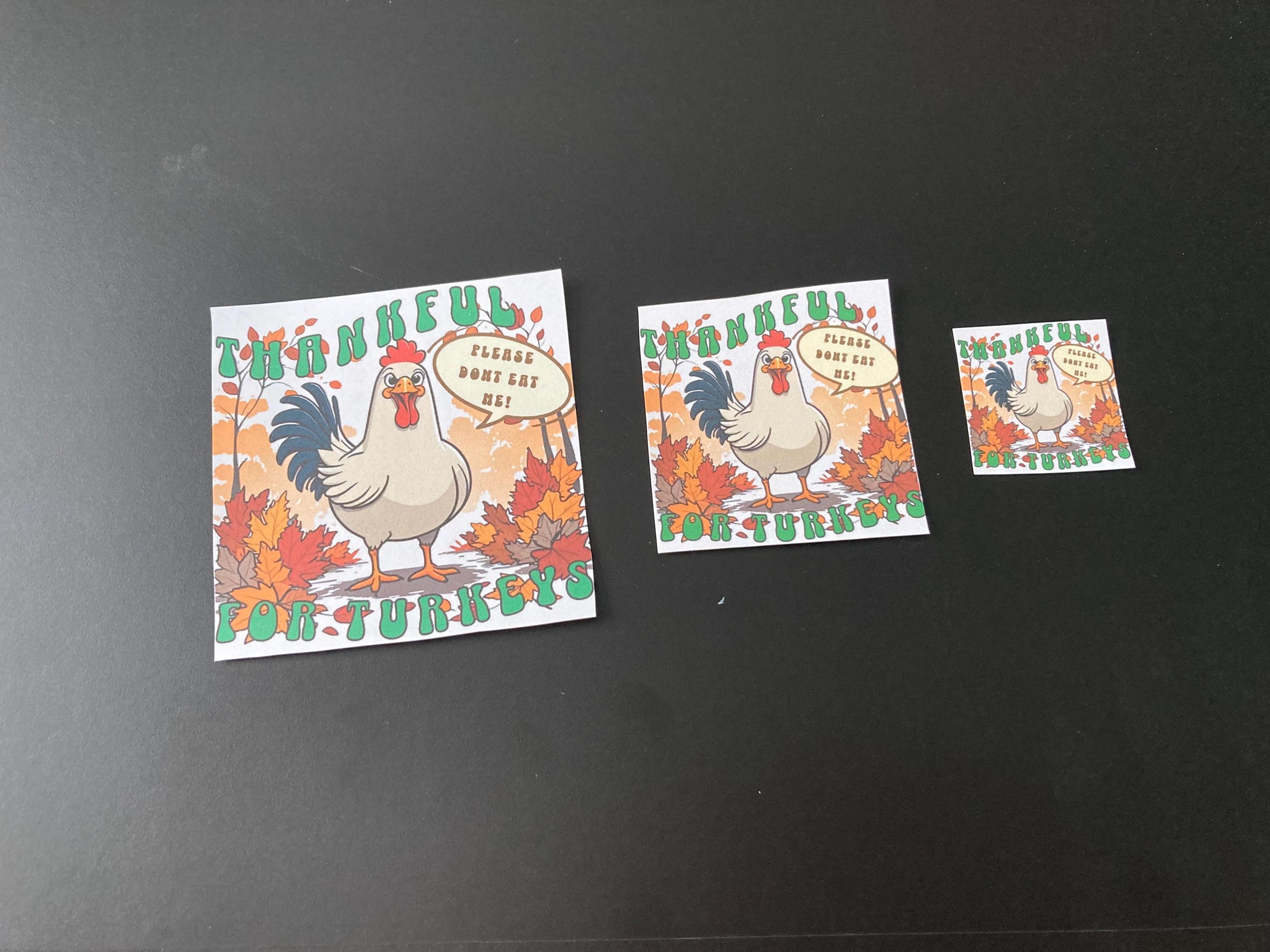 Thankful for Turkeys Sticker Funny Thanksgiving Sticker Cute Chicken ...