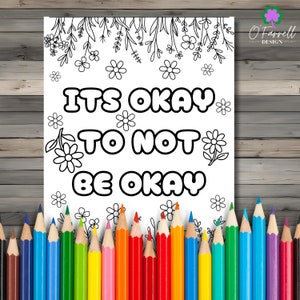 Mental Health Coloring Pages: Floral Positive Affirmations (digital ...