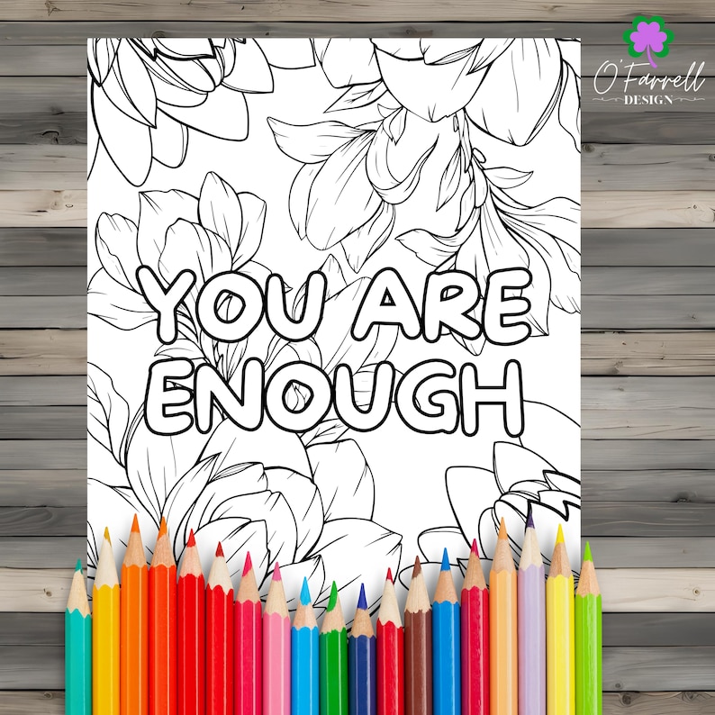 Mental Health Coloring Pages: Floral Positive Affirmations (digital ...