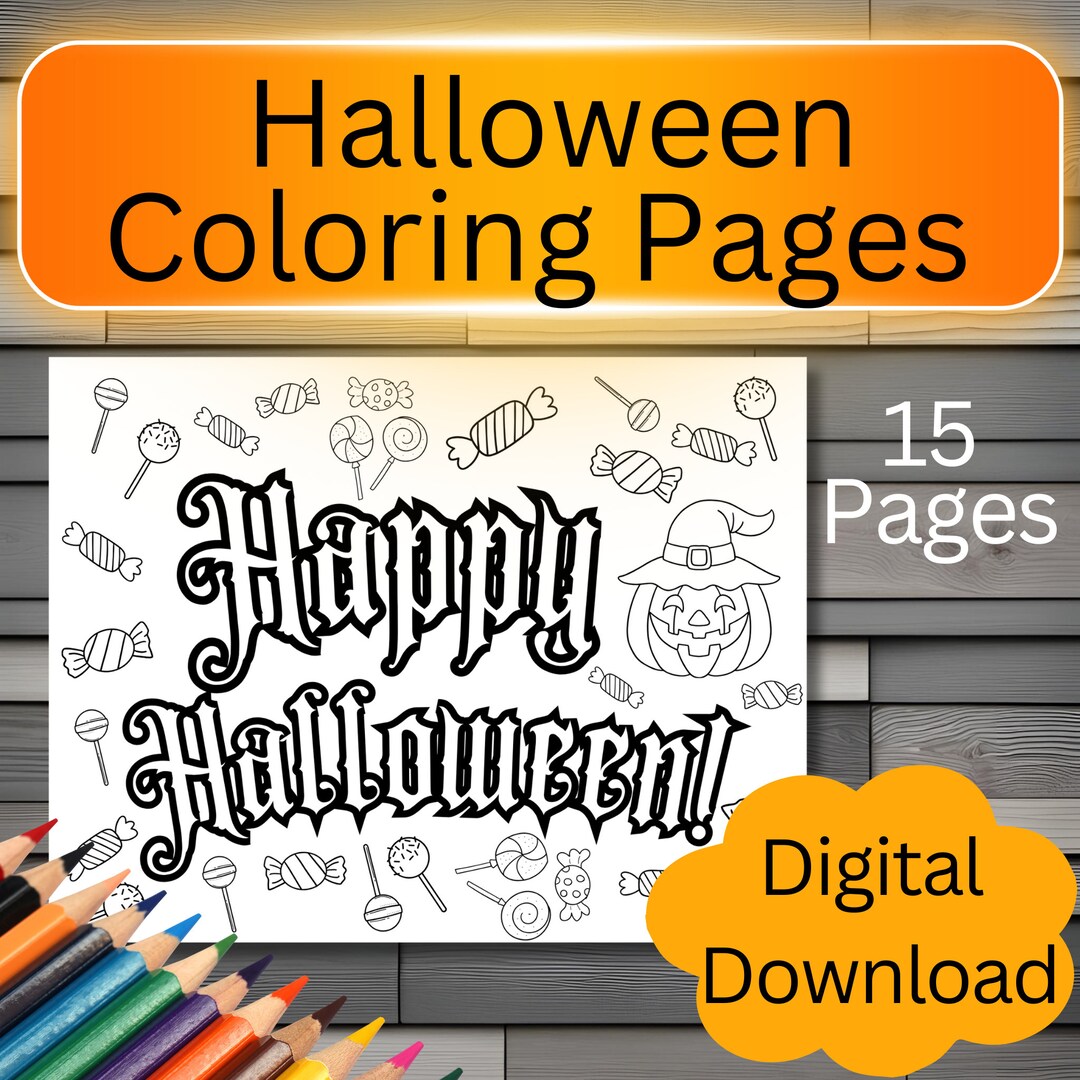 Halloween Coloring Page Set Kids Halloween Coloring Pages Fall Activity ...