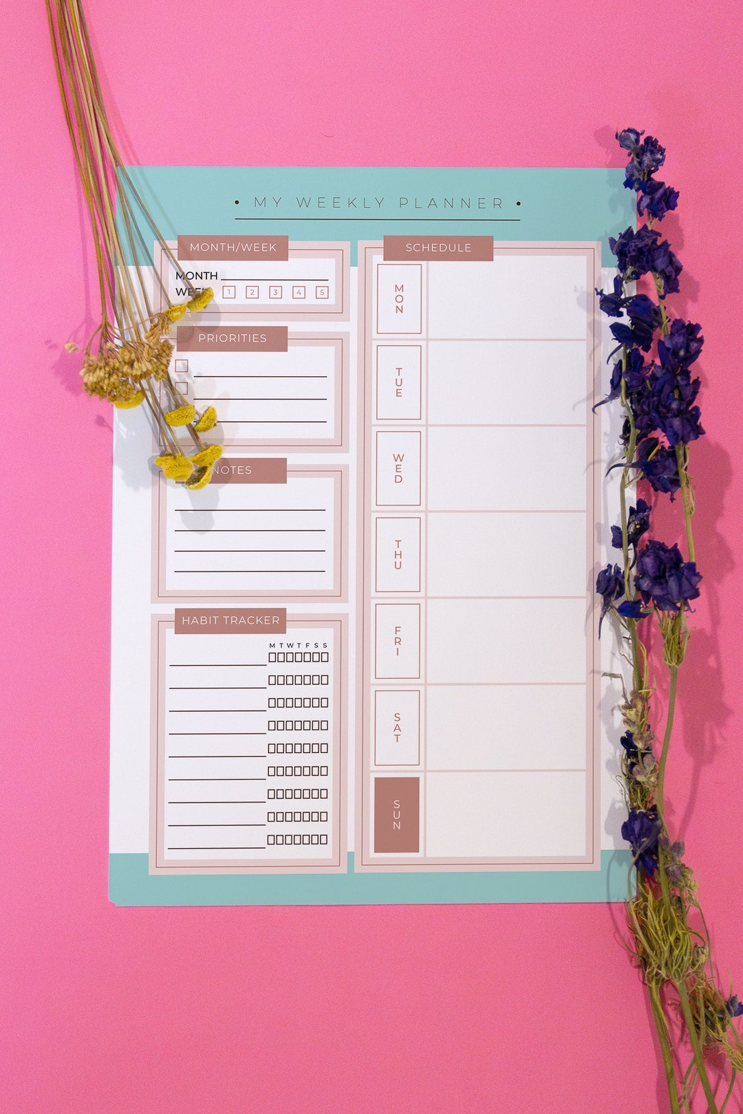Printable Minimal Weekly Planner One Page PDF and JPG - Etsy