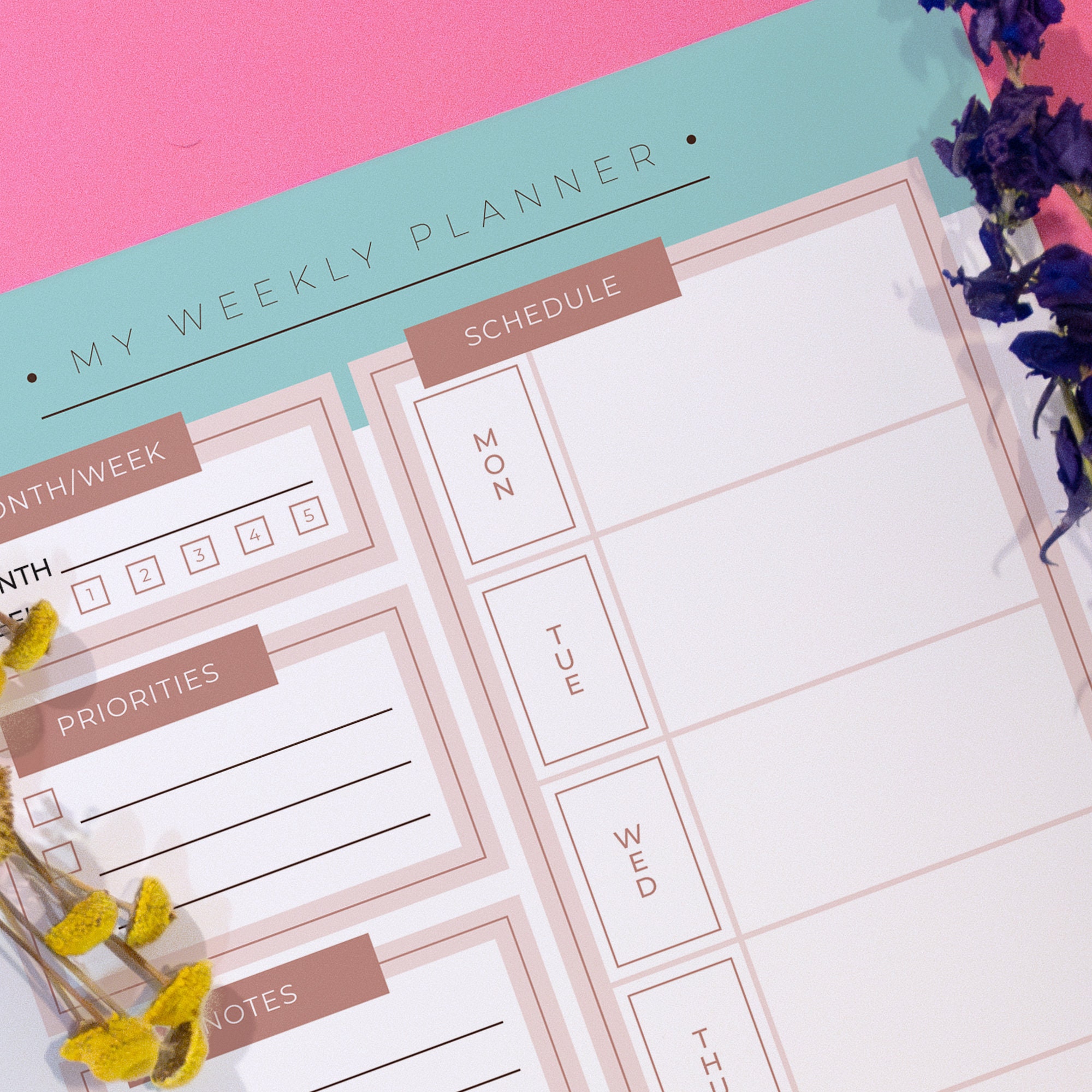 Printable Minimal Weekly Planner One Page PDF and JPG - Etsy