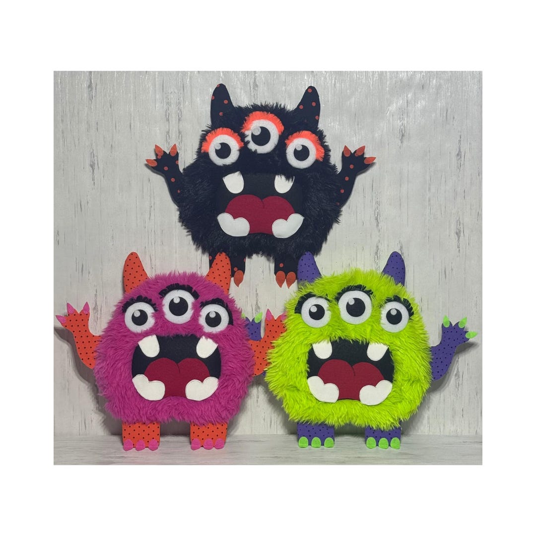 Halloween Monster Bundle: Pink, Green and Black Monsters - Etsy
