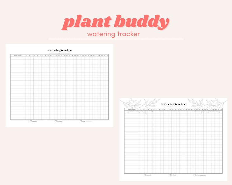 Plant Buddy Printable Plant Care System Plant Care Template Printable ...