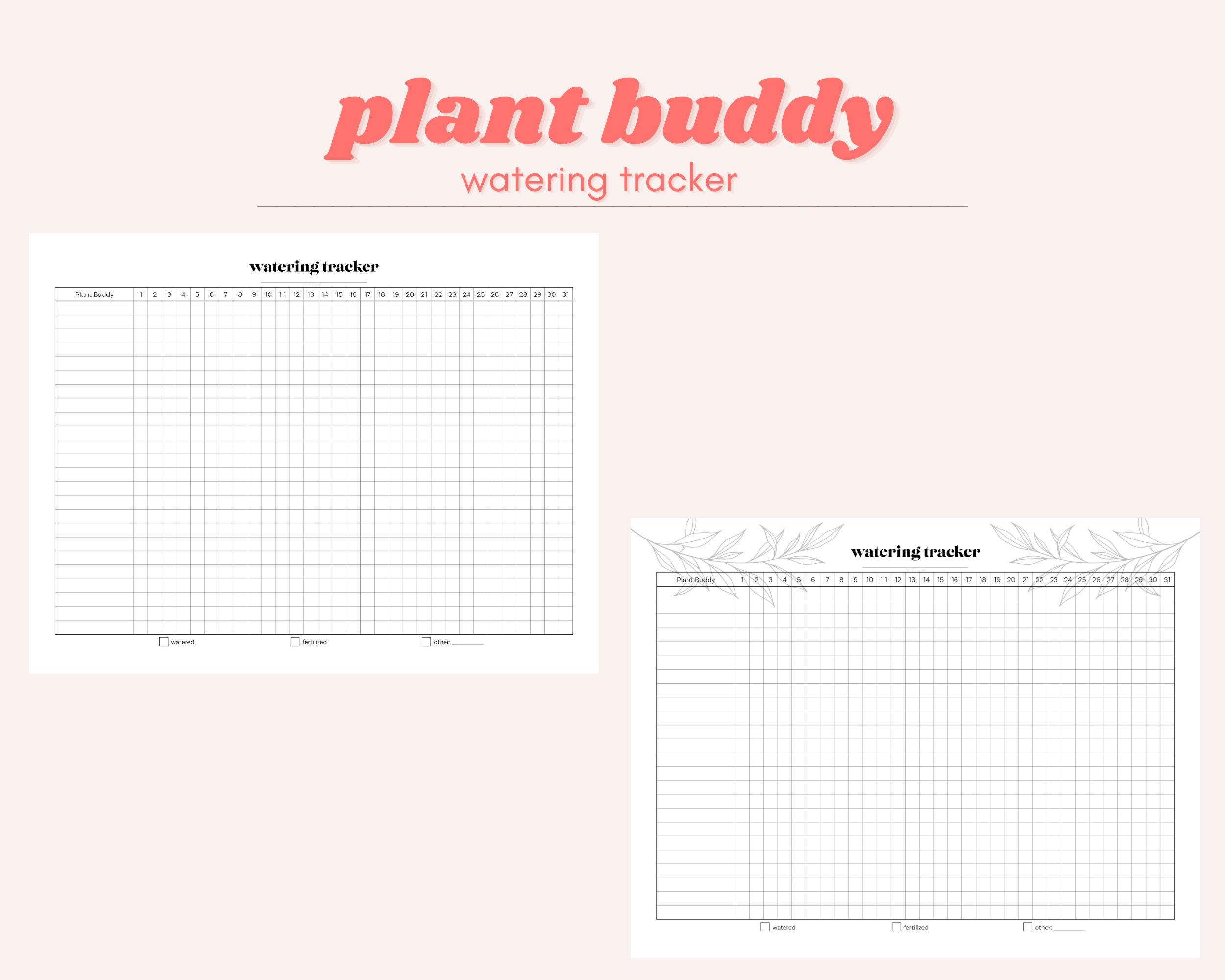 Plant Buddy Printable Plant Care System Plant Care Template Printable ...