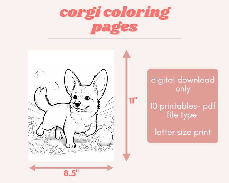 Corgi Coloring Book Adorable Corgi Coloring Pages Printable - Etsy