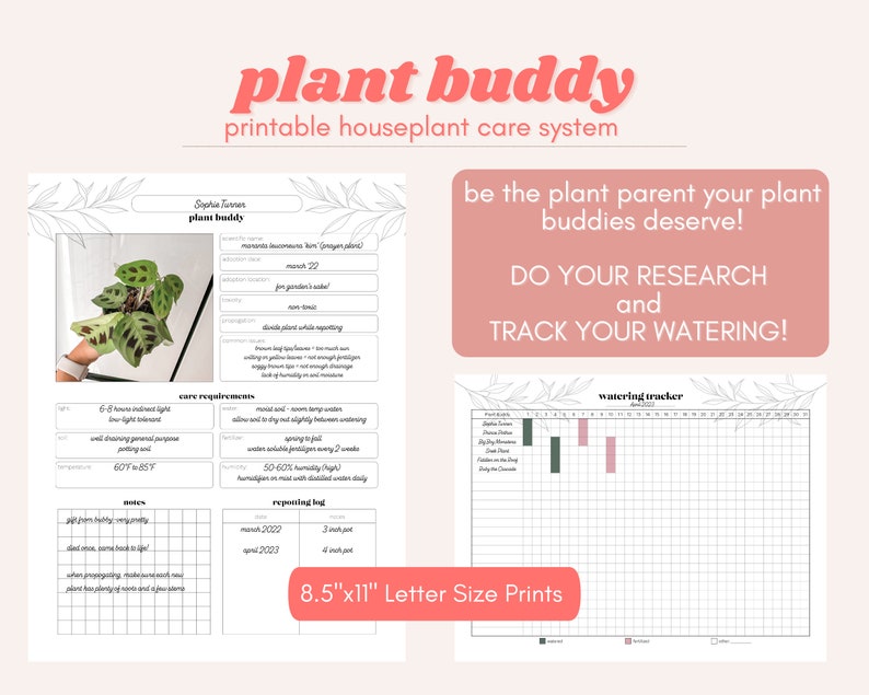 Plant Buddy Printable Plant Care System Plant Care Template - Etsy