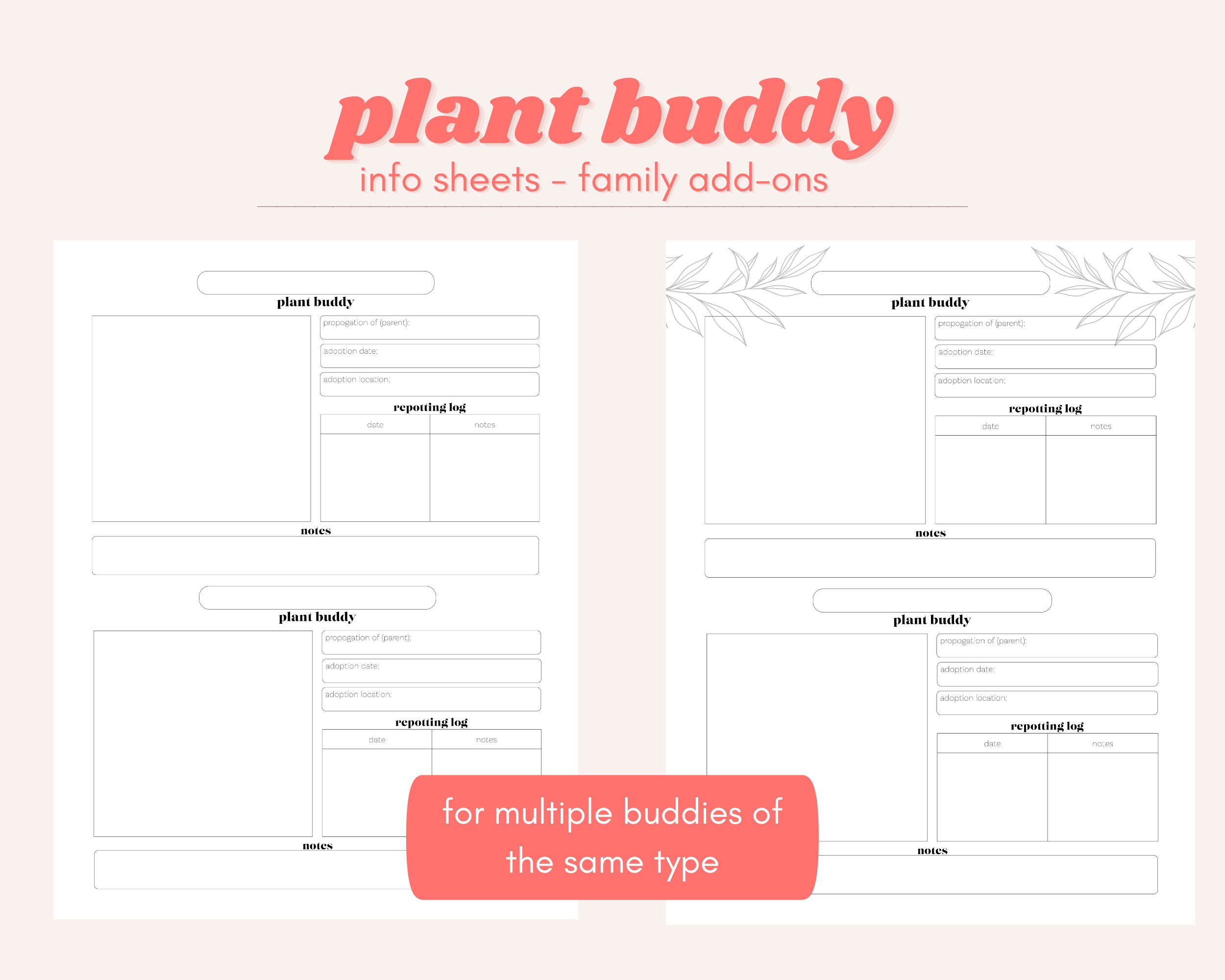 Plant Buddy Printable Plant Care System Plant Care Template Printable ...