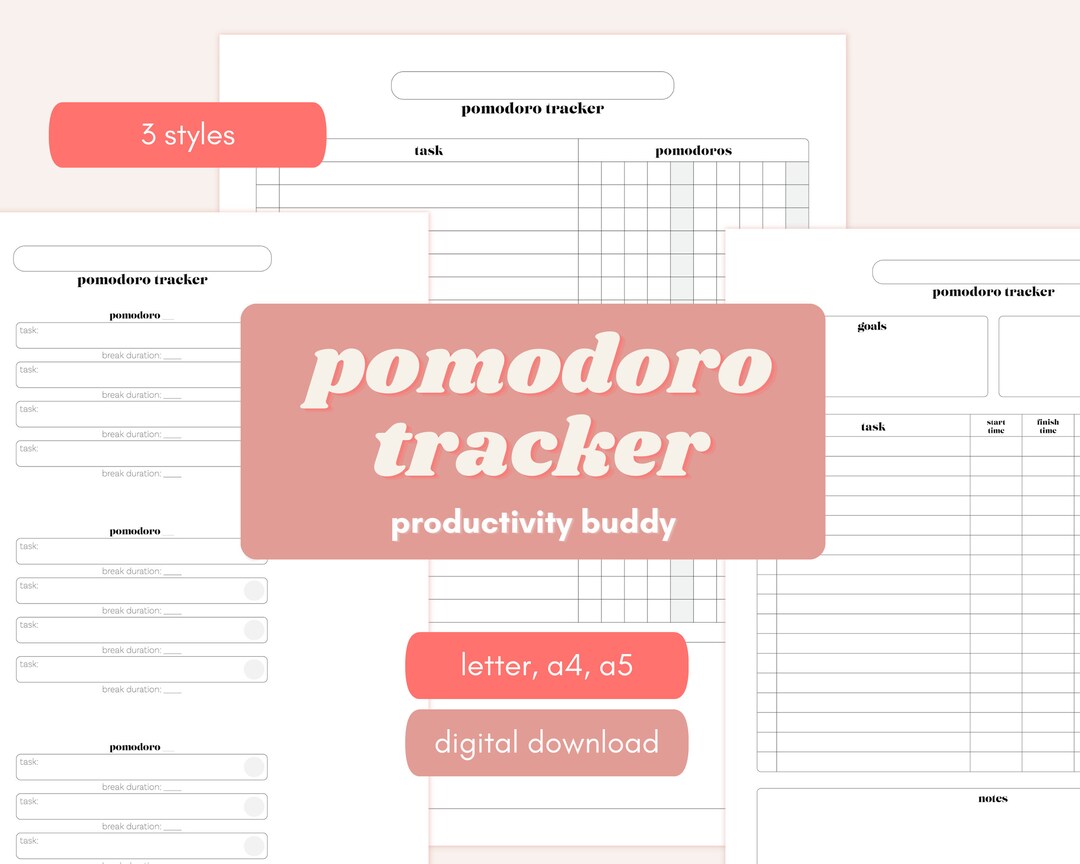 Printable Pomodoro Tracker for Productivity and Focus, Productivity ...