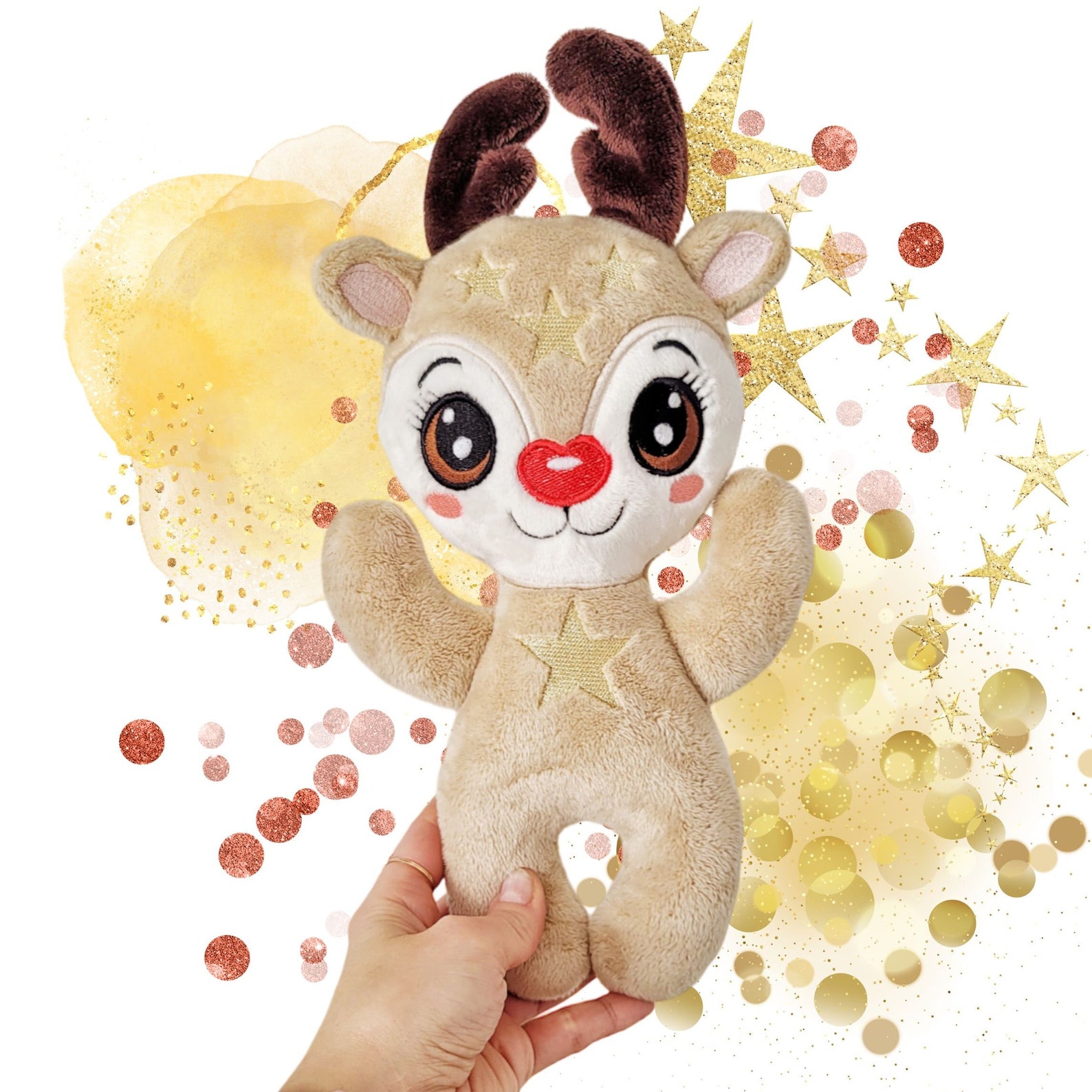 ITH Christmas Baby Reindeer Stuffie Softie Pattern, Two in One Projects ...