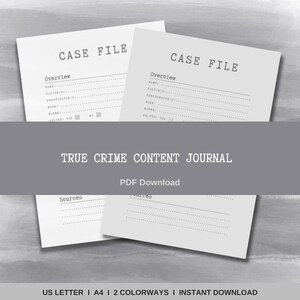 True Crime Case File I True Crime Journal I Printable PDF Journal I ...