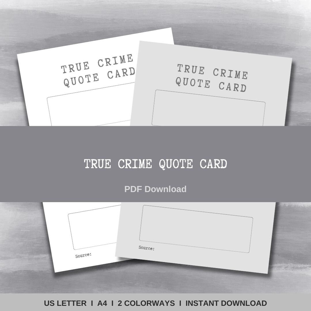True Crime Quote Card I Quote Card Template I Printable Quote Cards - Etsy