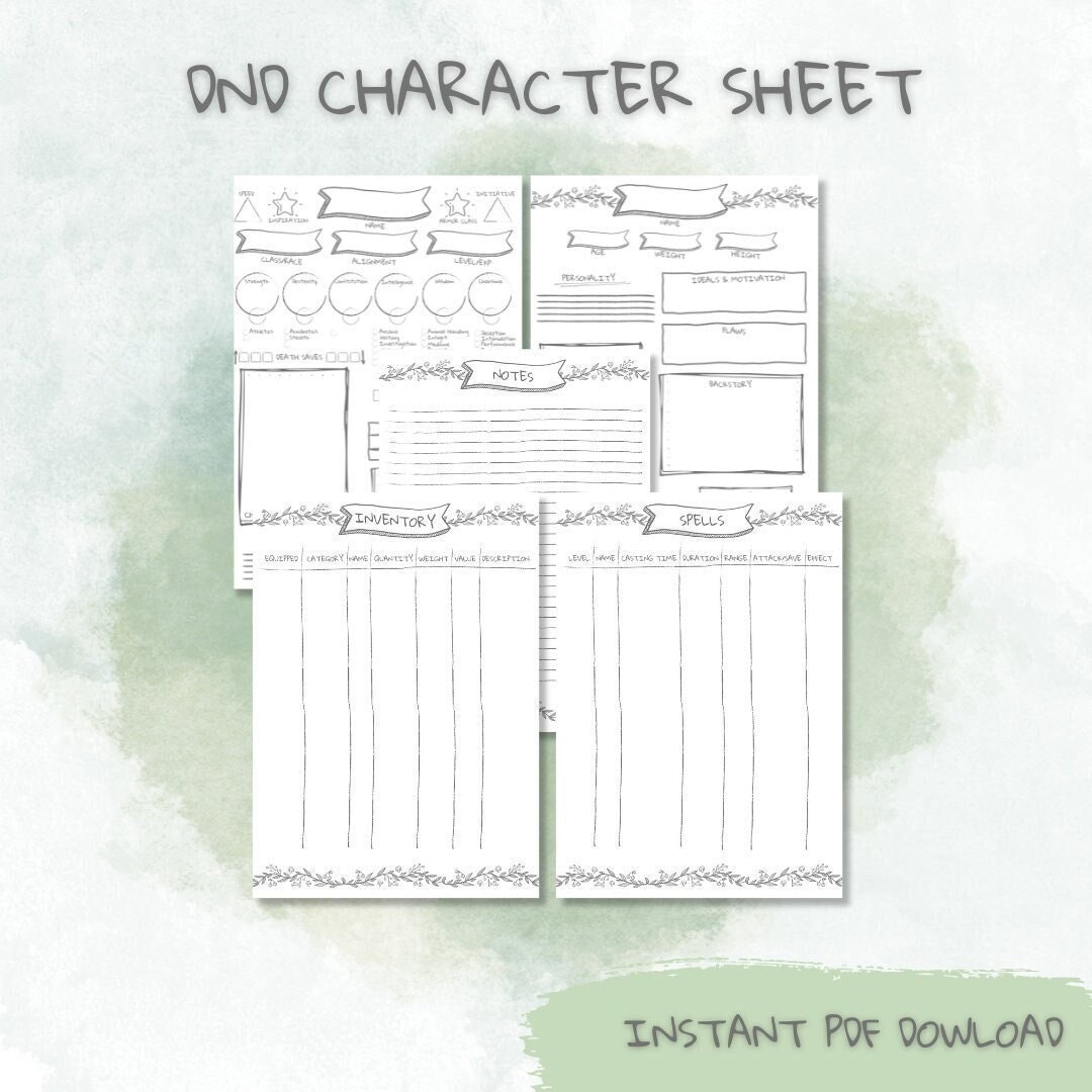 Dnd Character Sheet I Dungeons & Dragons Character Sheet Bundle I Dnd ...