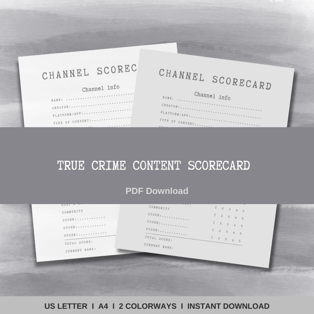 True Crime Channel Scorecard I True Crime Rating Card I Printable PDF ...