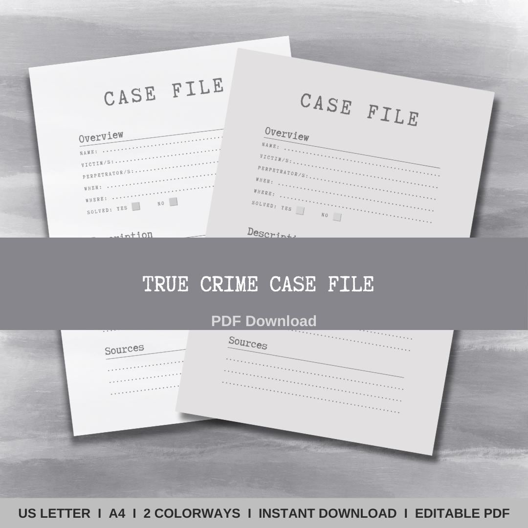 True Crime Case File I True Crime Journal I Printable PDF Crime File I ...