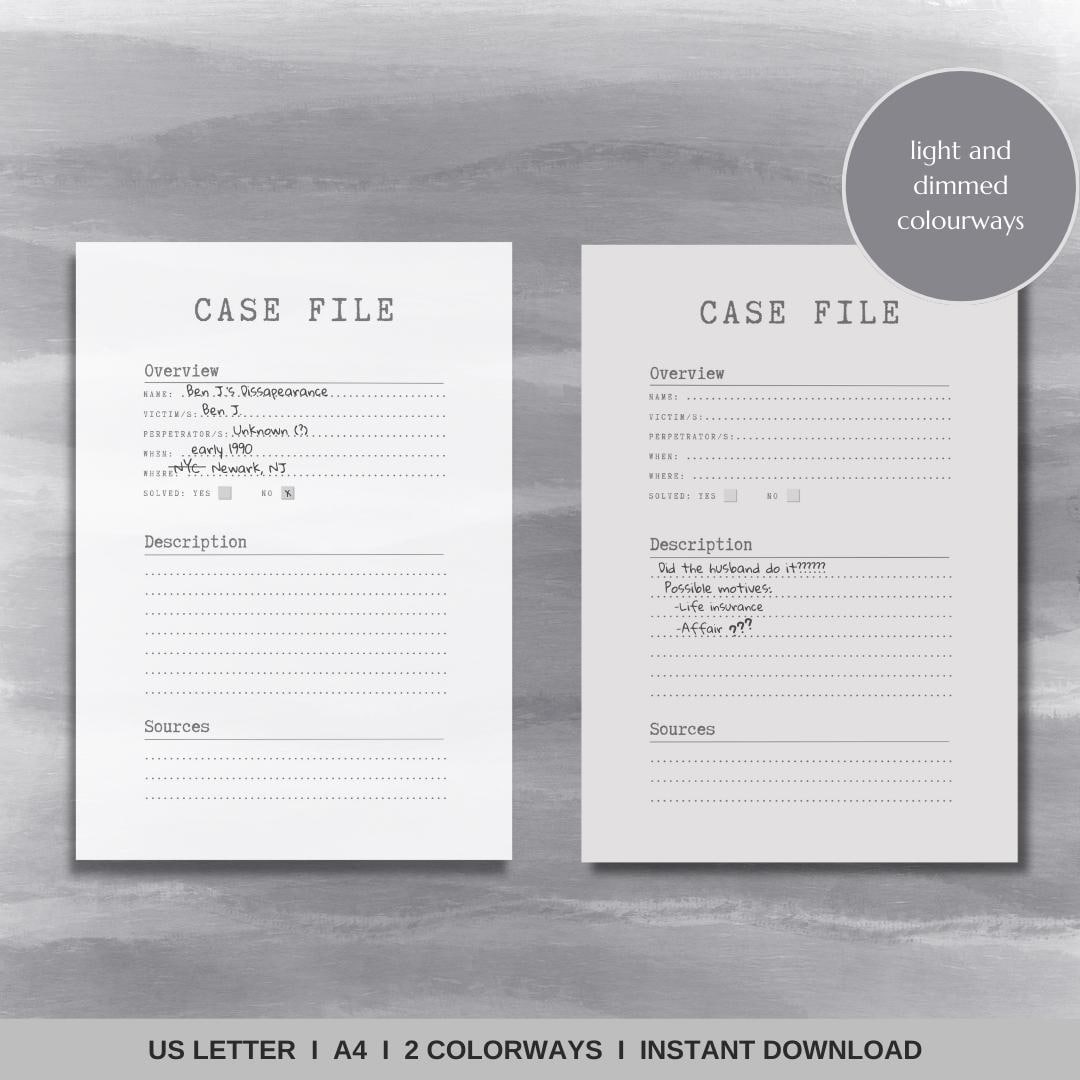 True Crime Case File I True Crime Journal I Printable PDF Crime File I ...