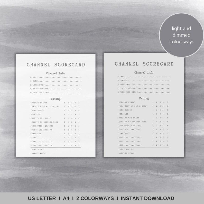 True Crime Channel Scorecard I True Crime Rating Card I Printable PDF ...