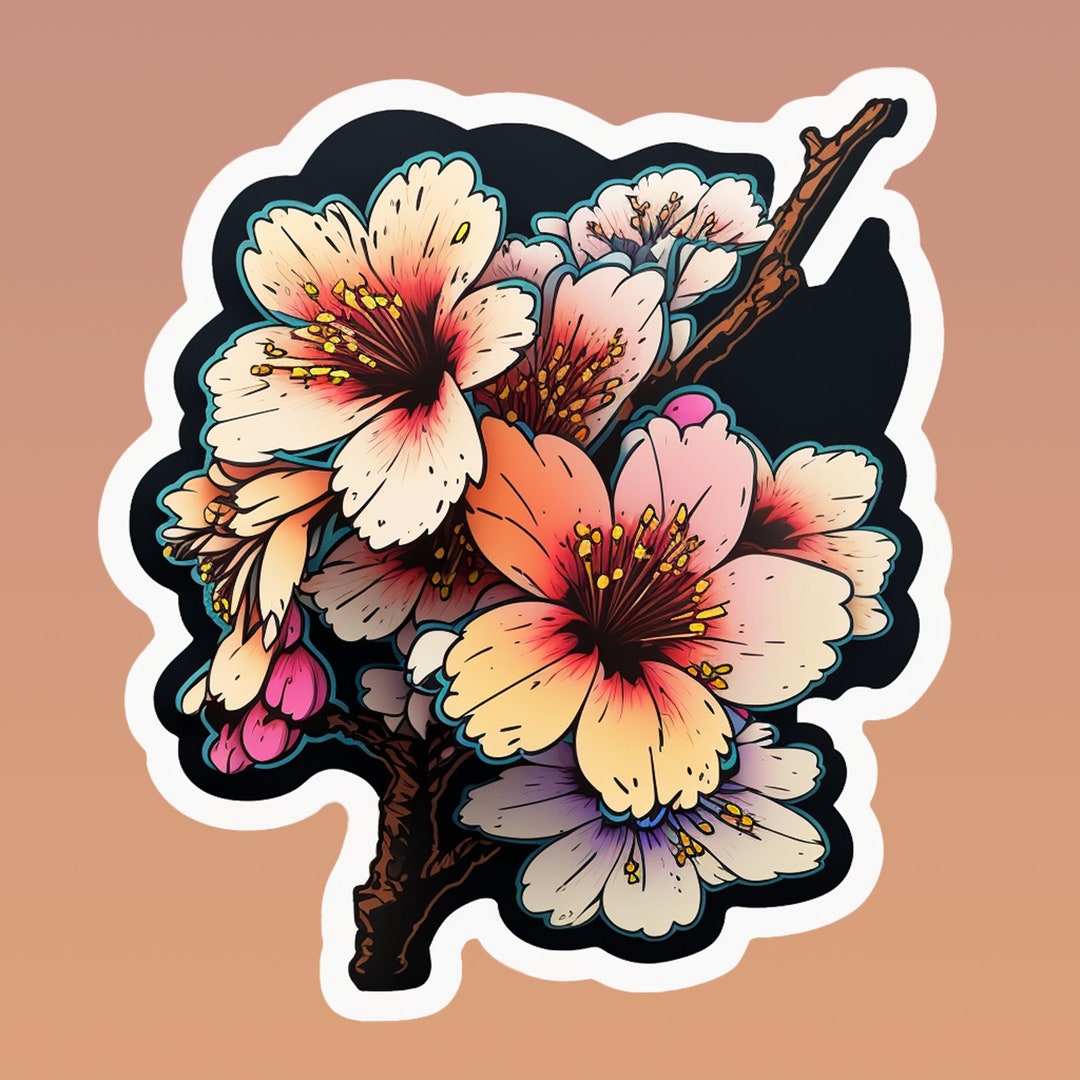 Vibrant Cherry Blossom Stickers Laptop, Hydro Flask, Phone - Etsy