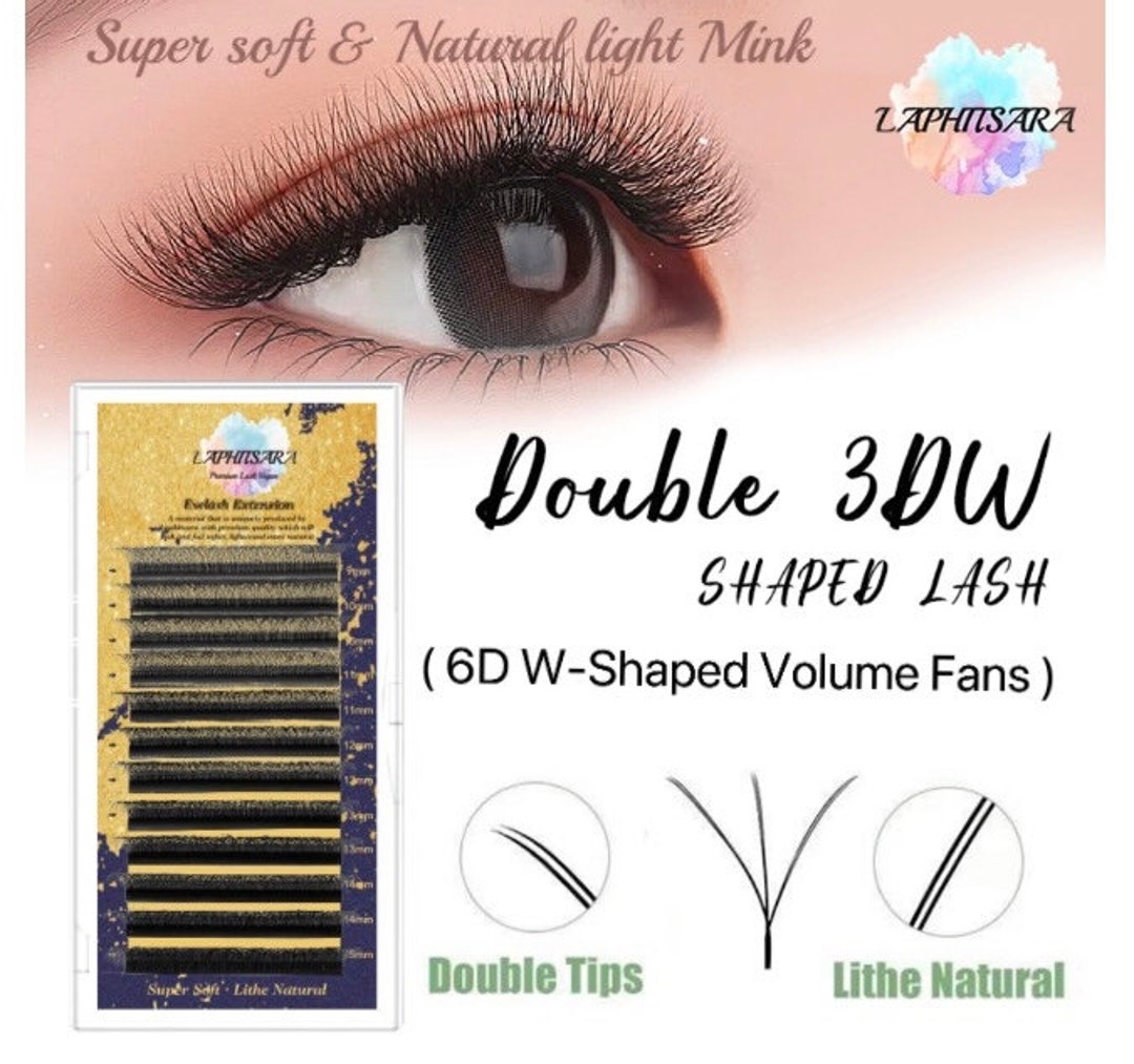 Premade Double Tips 3D(6D W-shaped) Eyelash Extension 1800 Individually ...