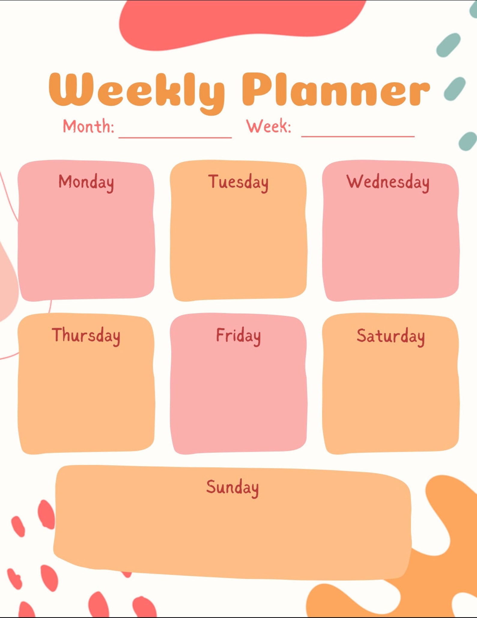 Colorful Digital/printable Weekly Planner Pages Bundle 29 Pages - Etsy