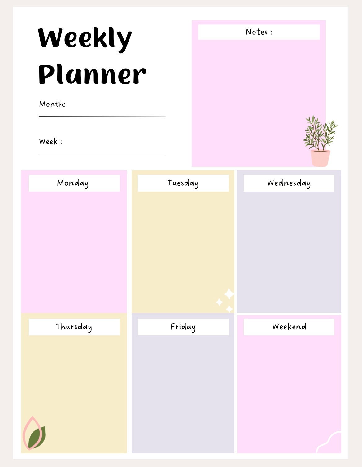 Colorful Digital/printable Weekly Planner Pages Bundle 29 Pages - Etsy