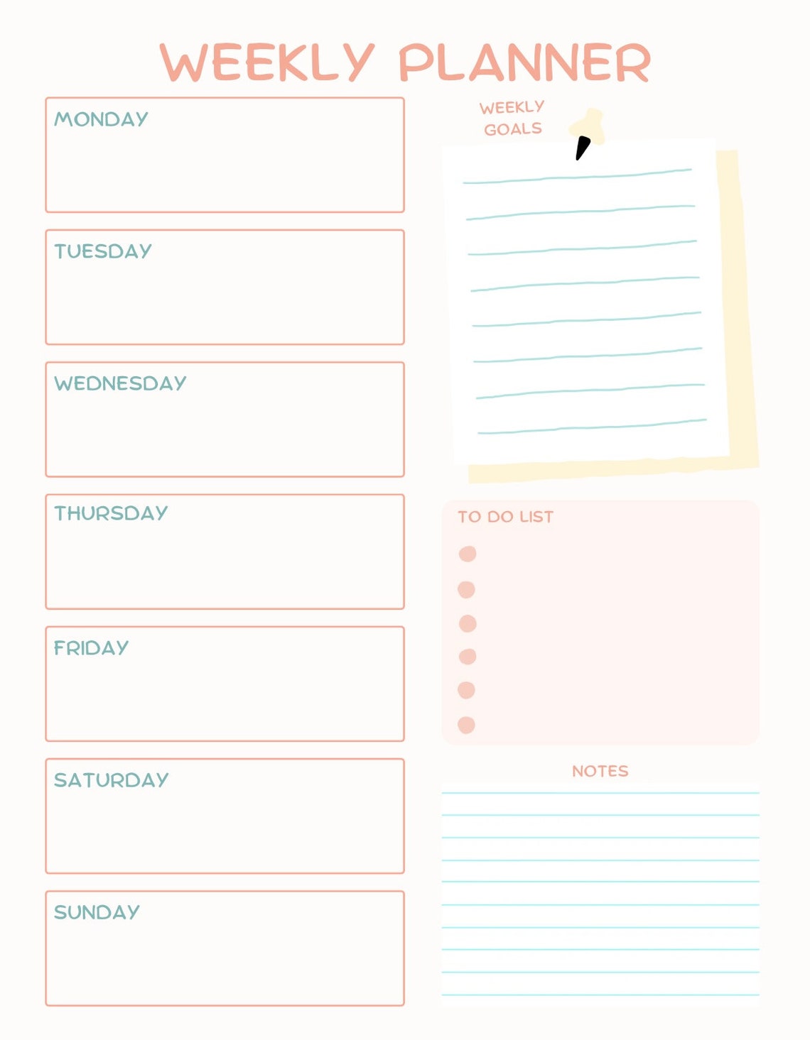 Colorful Digital/printable Weekly Planner Pages Bundle 29 Pages - Etsy