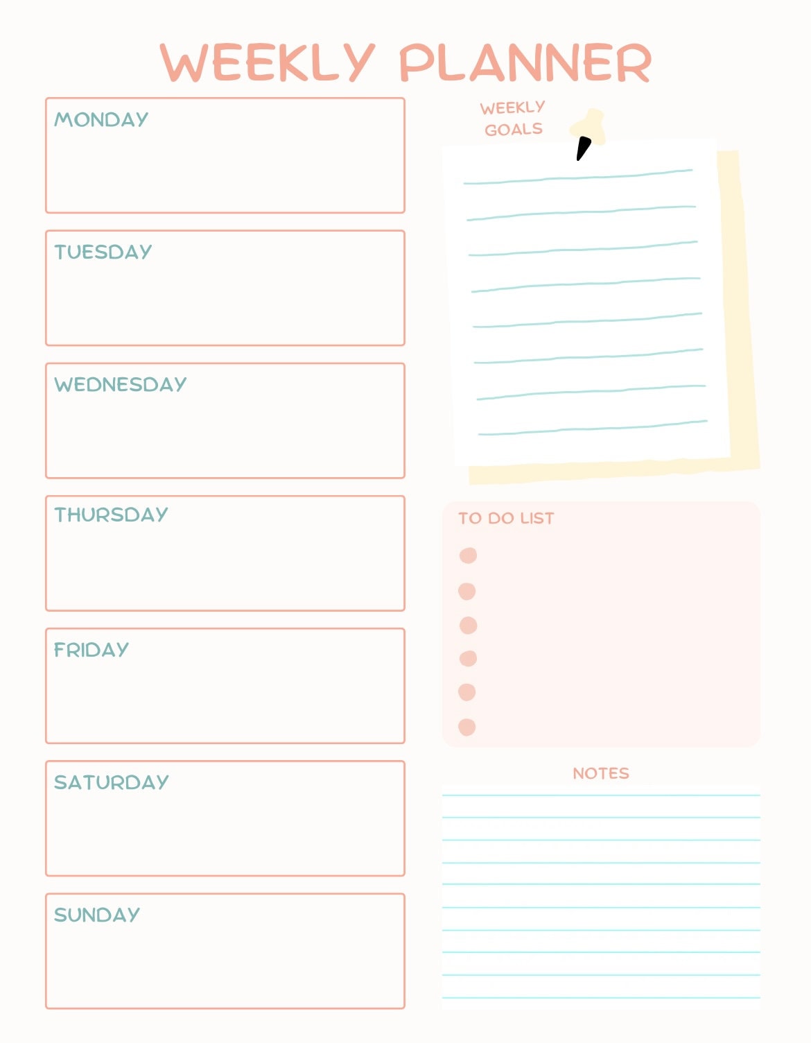 Colorful Digital/printable Weekly Planner Pages Bundle 29 Pages - Etsy