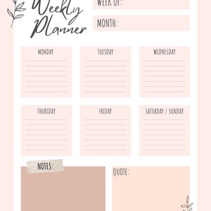 Pink Digital/printable Weekly Planner Pages Bundle 19 Sheets - Etsy