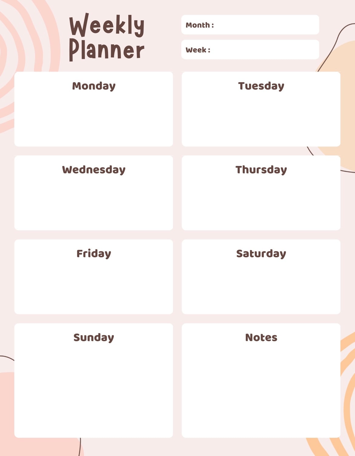 Pink Digital/printable Weekly Planner Pages Bundle 19 Sheets - Etsy