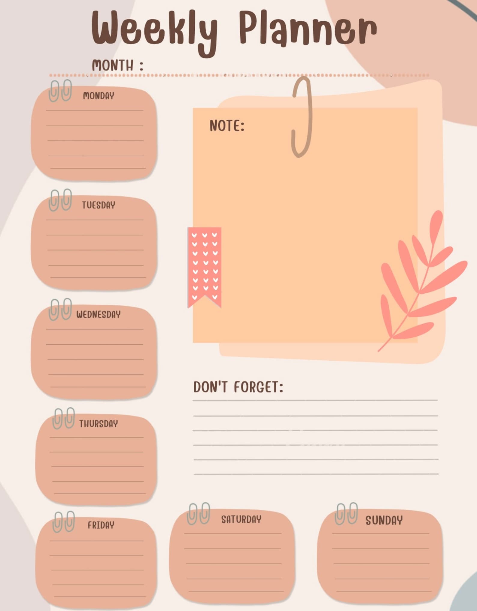 Pink Digital/printable Weekly Planner Pages Bundle 19 Sheets - Etsy