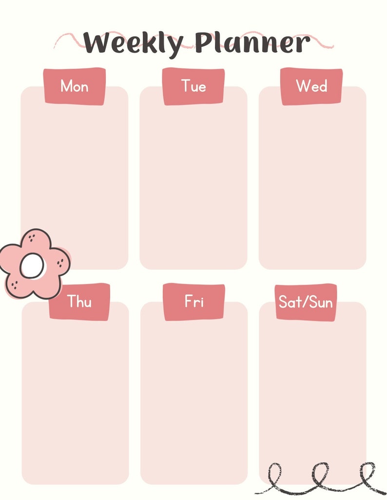 Pink Digital/printable Weekly Planner Pages Bundle 19 Sheets - Etsy