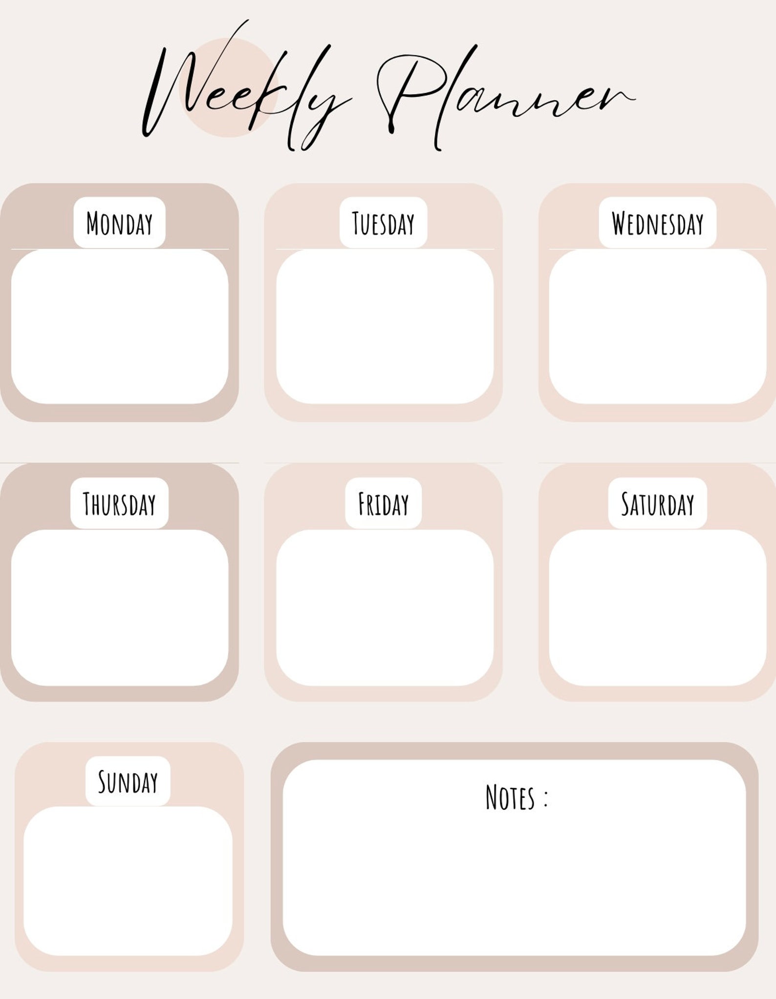 Pink Digital/printable Weekly Planner Pages Bundle 19 Sheets - Etsy