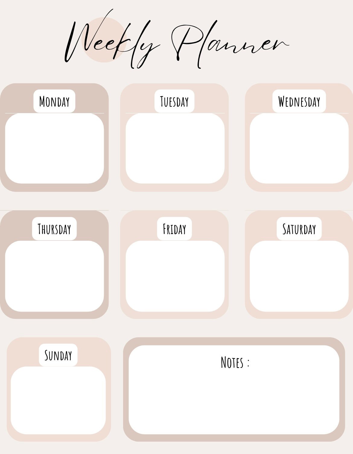 Pink Digital/printable Weekly Planner Pages Bundle 19 Sheets - Etsy