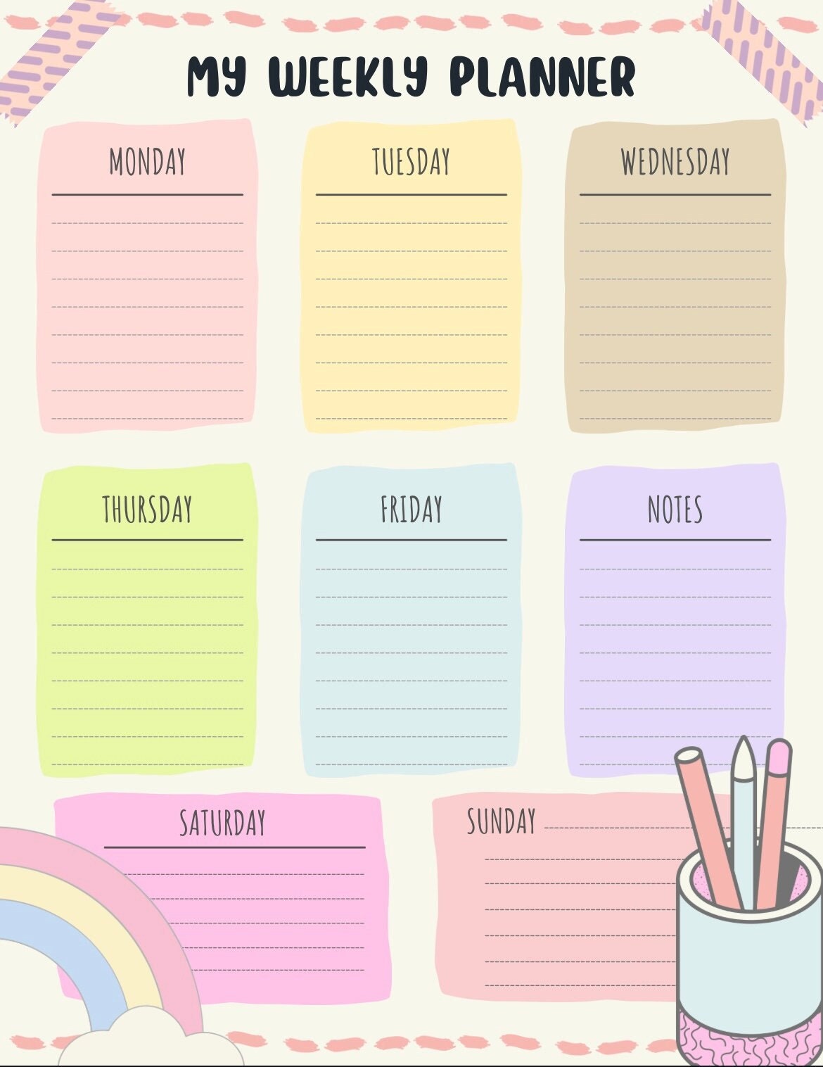 Colorful Digital/printable Weekly Planner Pages Bundle 29 Pages - Etsy