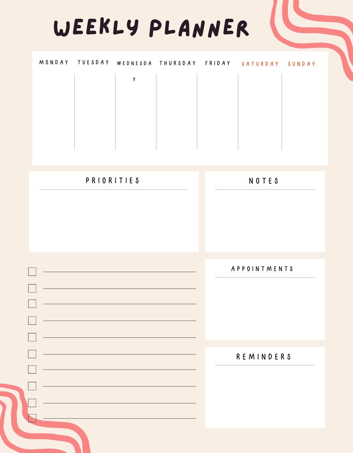 Pink Digital/printable Weekly Planner Pages Bundle 19 Sheets - Etsy