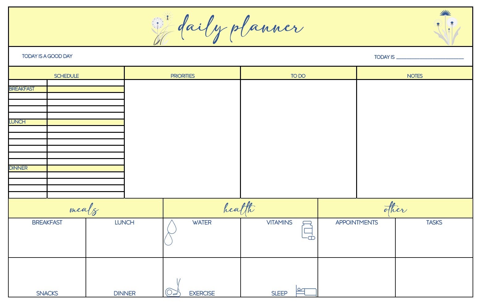 Printable Daily Planner - A4 Size - Simple, Clean, to Do, Priorities ...