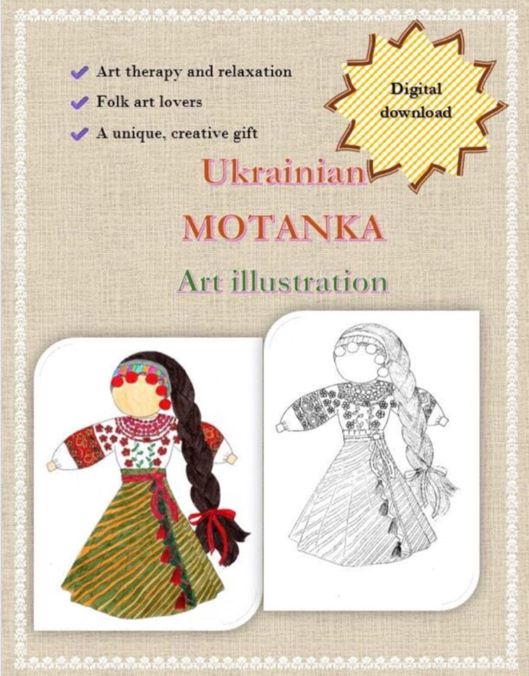 Motanka Folk Doll Coloring Page – Ukrainian Cultural Art – Printable ...